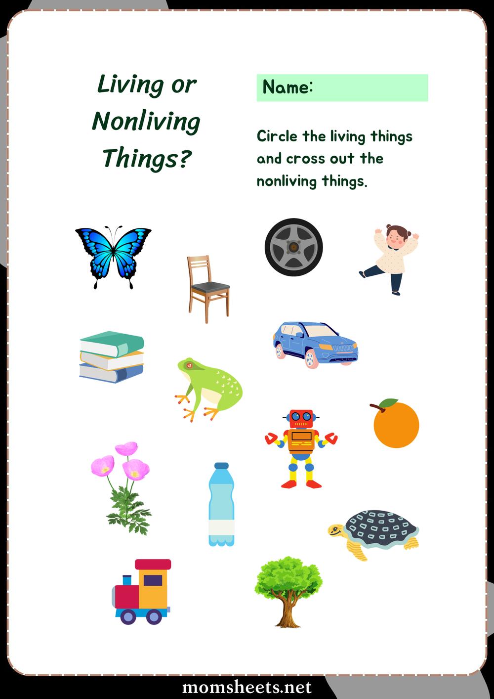 Living or Nonliving Things Science Preschool Worksheet | worksheets ...